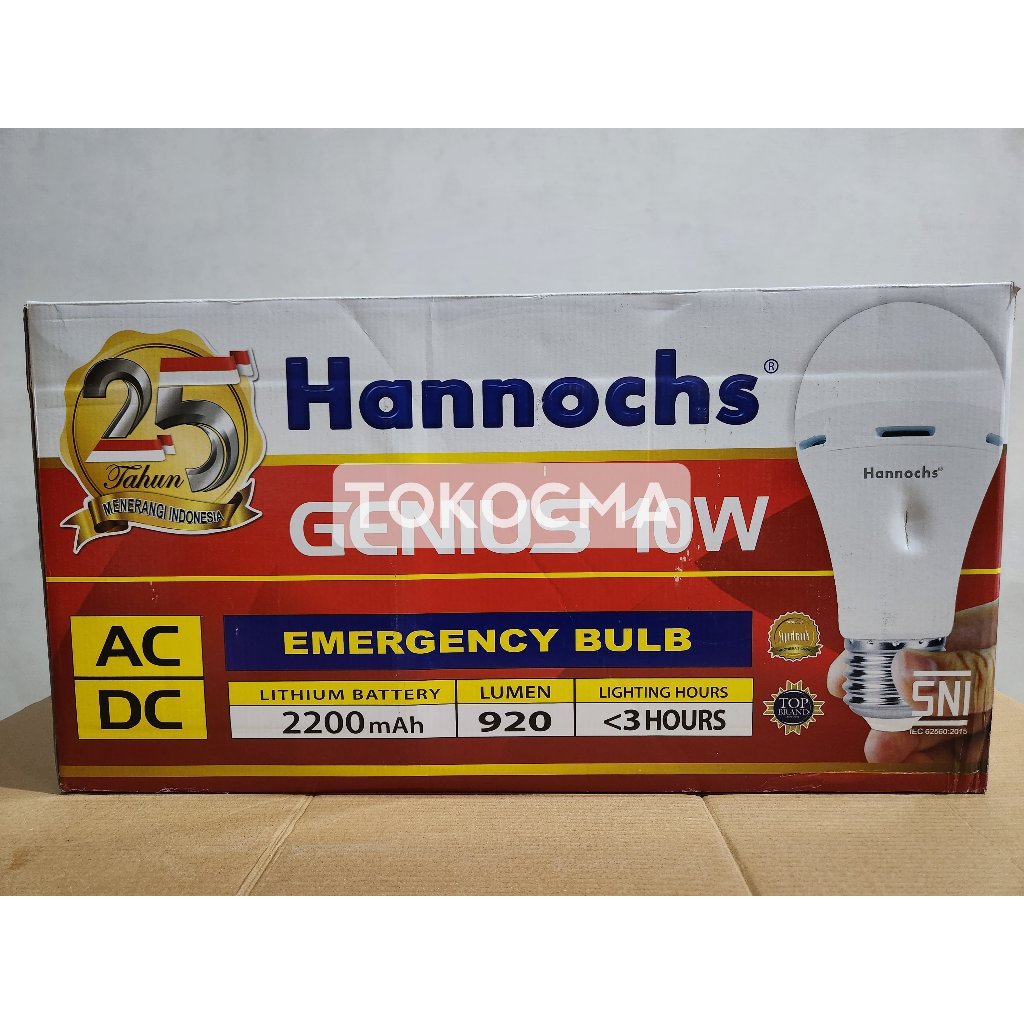 Jual Lampu Emergency LED AC/DC Genius 10w 10watt Hannochs Cahaya Putih ...