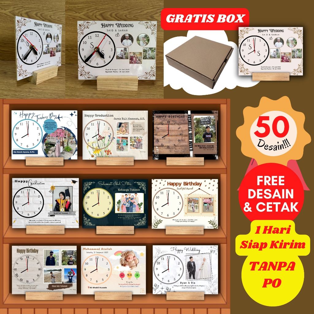 Jual RLY5 Jam Meja Custom Kado Wisuda, Idul Fitri, Ulang Tahun ...