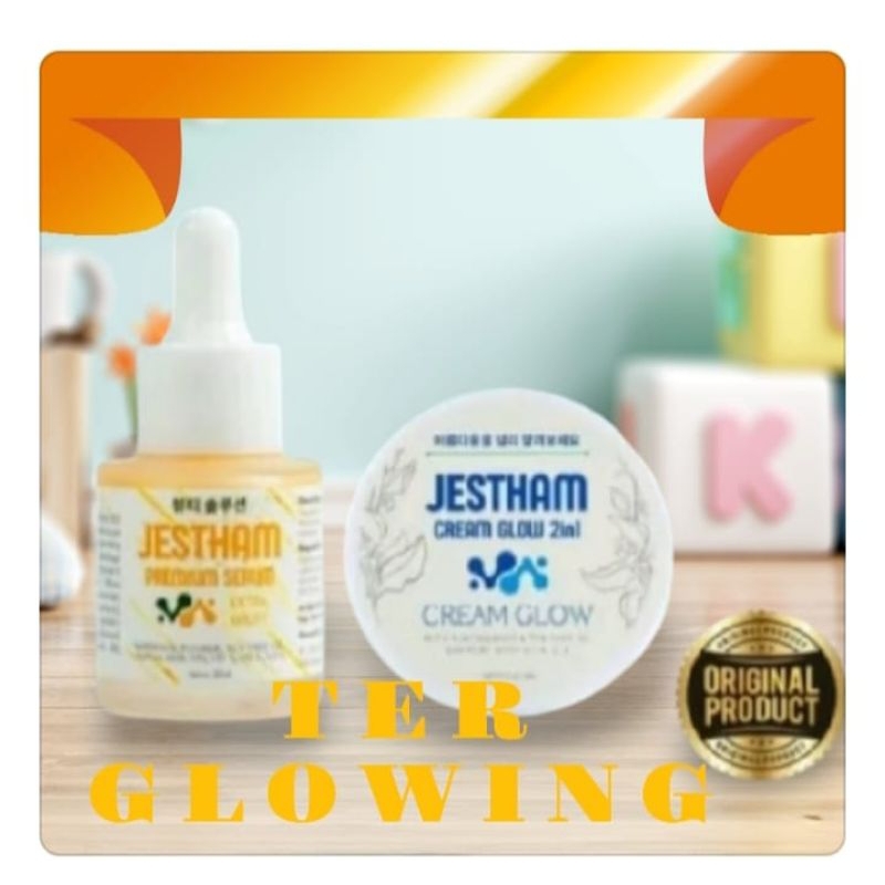 Jual JESTHAM PAKET GLOWING HAPPY || CREAM GLOW 2IN1 + SERUM GOLD ...
