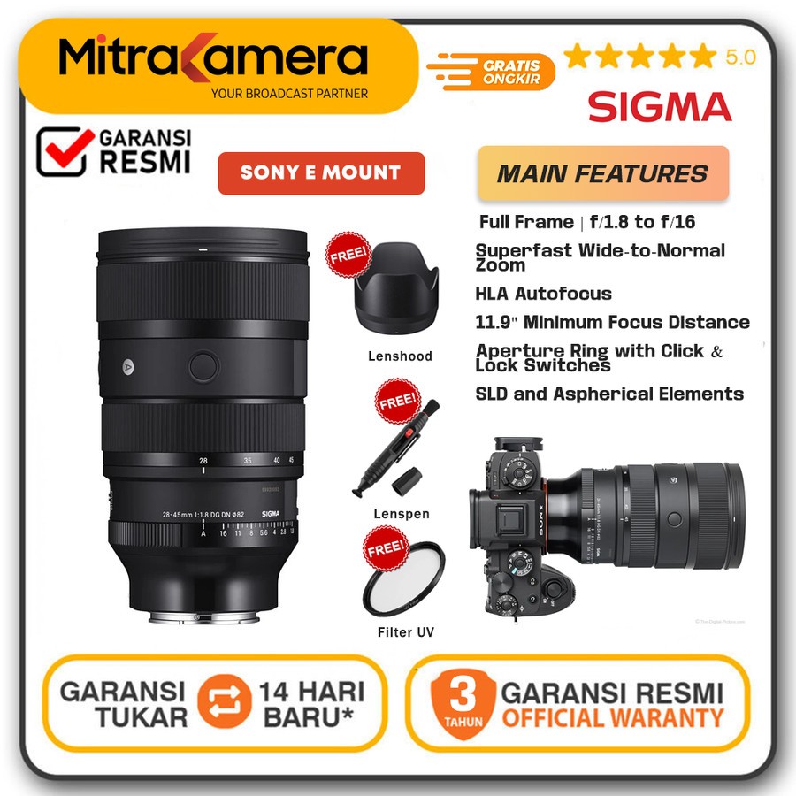 Jual Sigma 28-45mm f1.8 DG DN Art for Sony E Fullframe Sigma 28-45 mm f ...