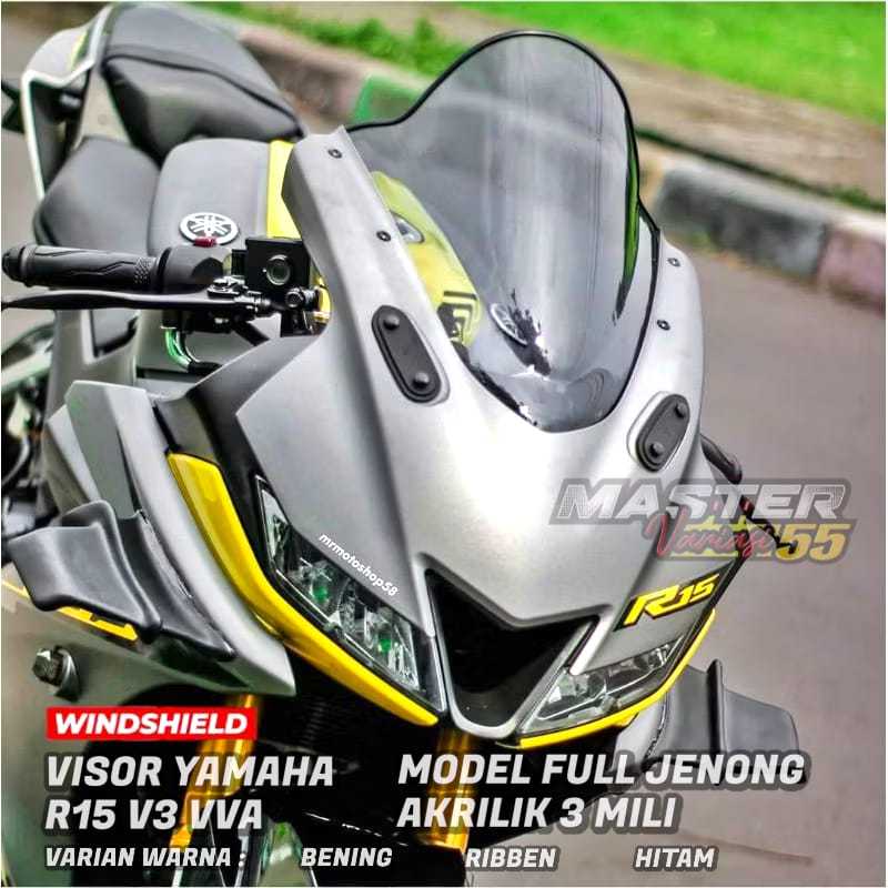 Jual VISOR YAMAHA R15 V3 VVA WINDSHIELD R15 V3 VVA JENONG FULL AKRILIK ...