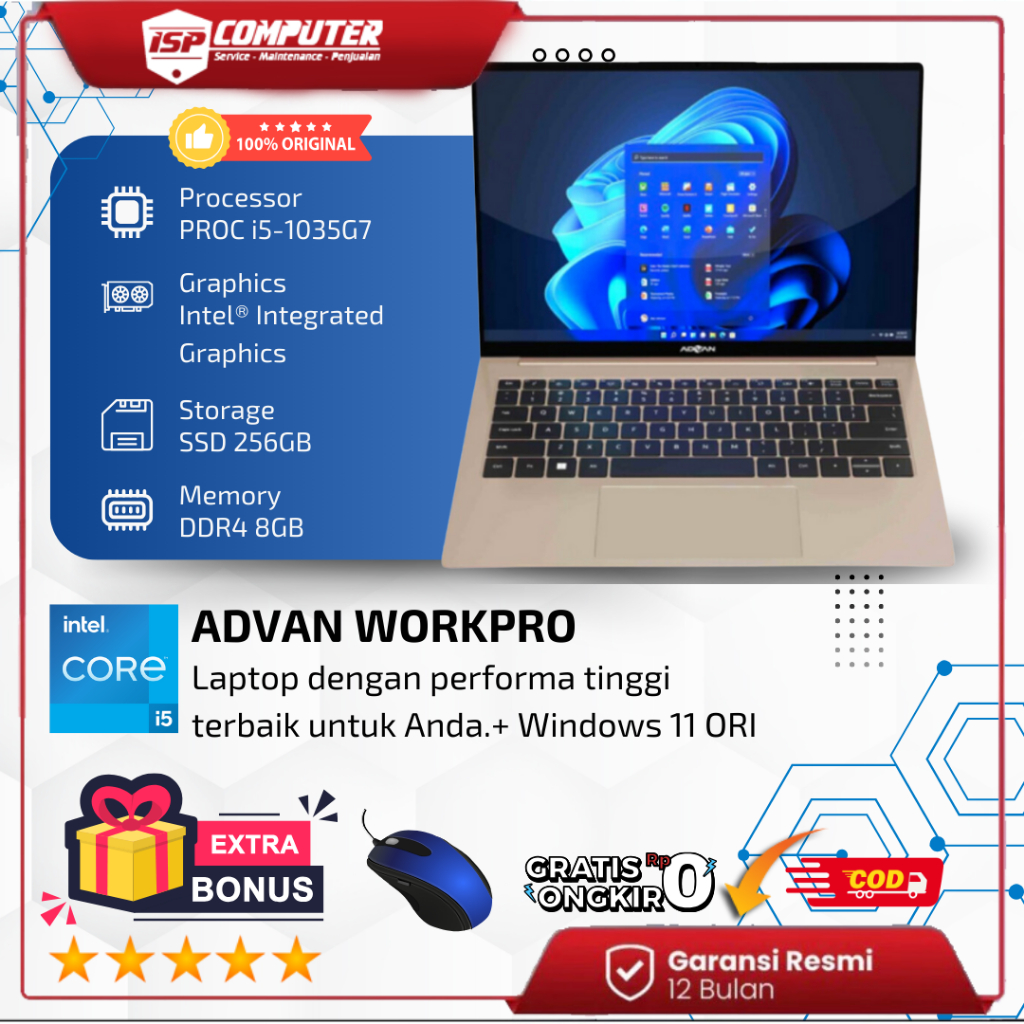 Jual LAPTOP ADVAN Notebook Laptop Workpro Intel I5 14” FHD IPS 8GB ...