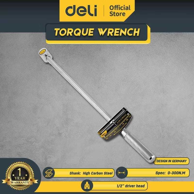 Jual DELI Kunci Torsi (Pointer Torque Wrench) 1/2" 0-300 Nm Cr-V Carbon ...
