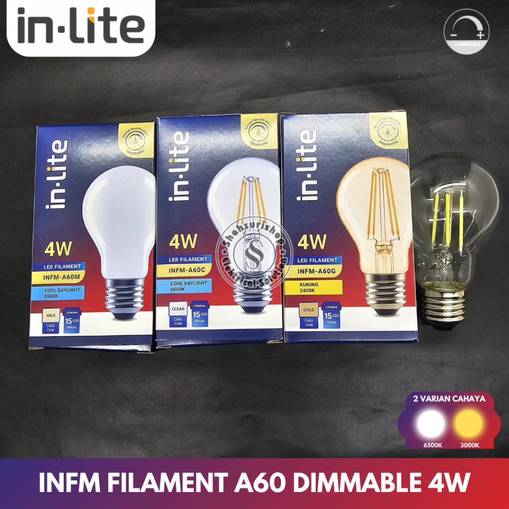Jual IN-LITE LAMPU FILAMENT LAMPU HIAS A60 BULB 4W DIMMABLE CLEAR MILK ...