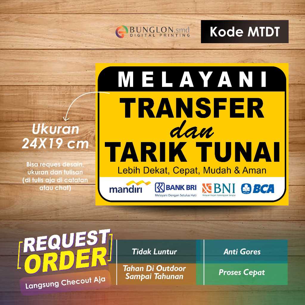 Jual STIKER MELAYANI TRANSFER DAN TARIK TUNAI + LAMINASI KODE MTDT ...