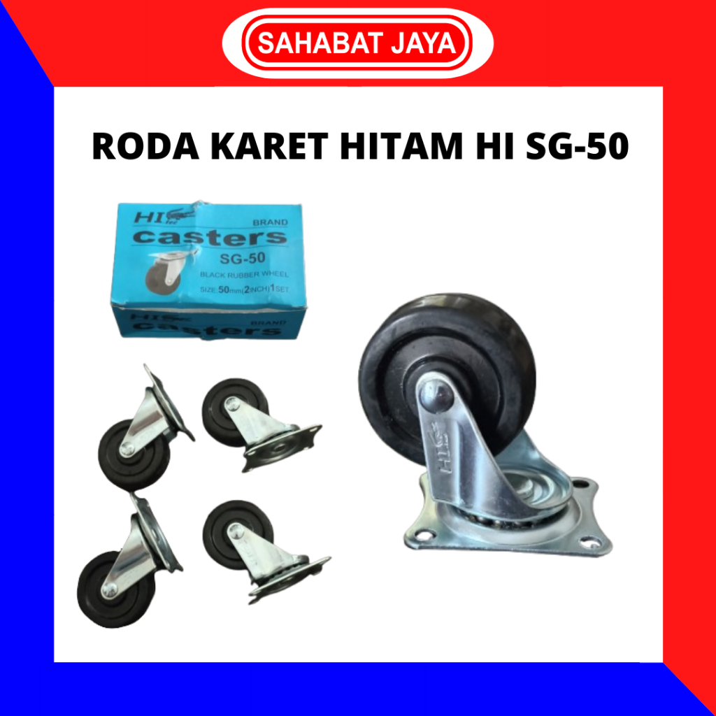 Jual HI RODA CASTER HITAM 2" INCH SG 50 GEPENG KARET RODA KURSI HIDUP ...