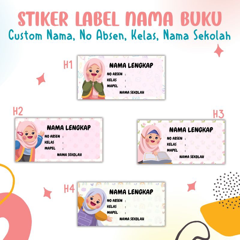 Jual STIKER LABEL NAMA BUKU CUSTOM || KARAKTER MUSLIMAH LUCU | Shopee ...