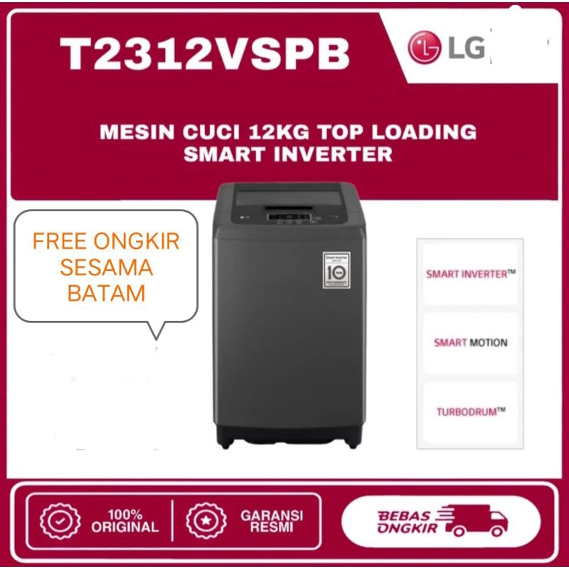 Jual MESIN CUCI LG 1 TABUNG TOP LOADING WASHER SMART INVERTER 12KG ...