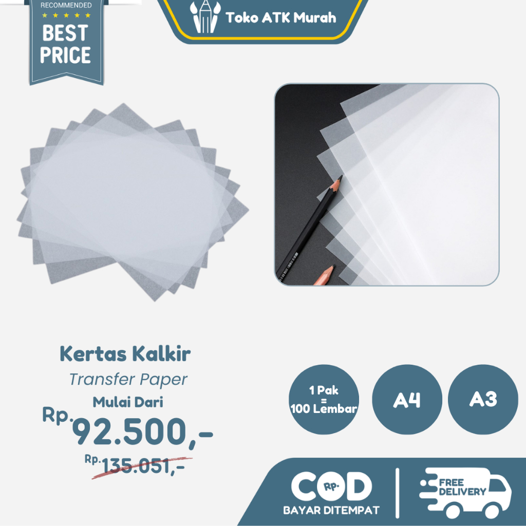 Jual 1 Pak Kertas Kalkir A4 / A3 80gsm Isi 100 Lembar – Transparan ...