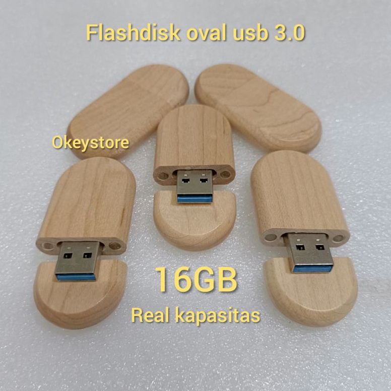 Jual Stok Terbaru FLASHDISK 16GB USB 3 KAYU OVAL NON BOX REAL KAPASITAS ...