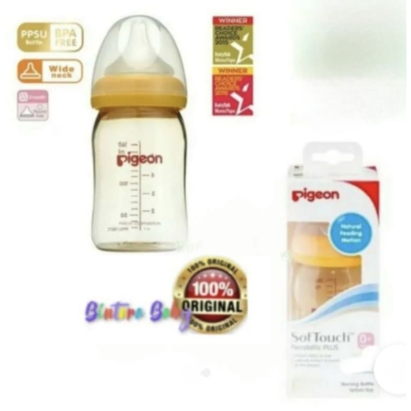 Jual ORIGINAL Pigeon PPSU 160ml Peristaltic Plus Nipple / Botol Susu Pigeon Wide Neck PPSU 160 ...