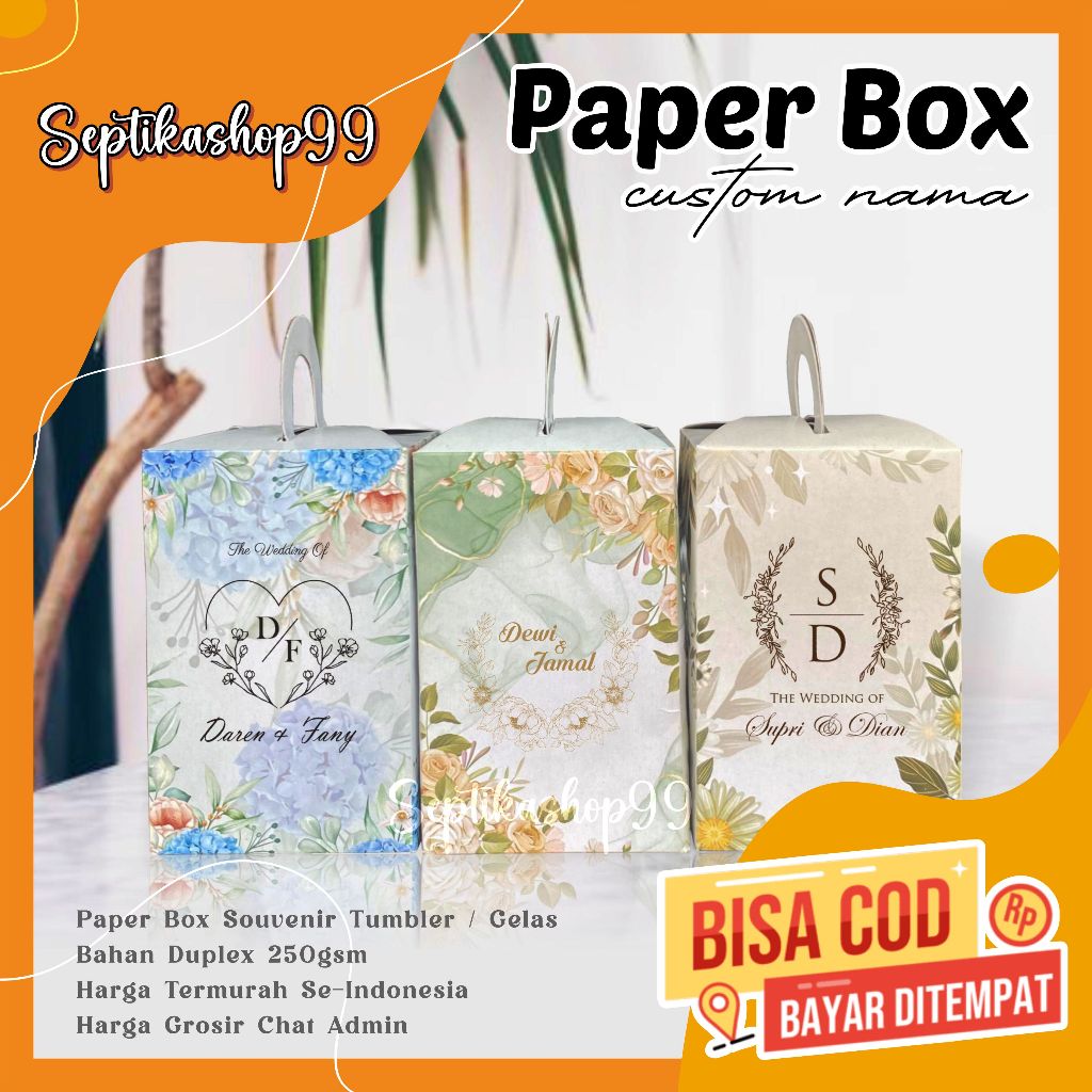 Jual Box Souvenir Custom 9x9x14cm Dus Paper Kotak Mika Pernikahan ...