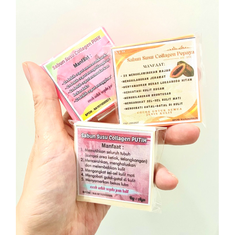 Jual 1 PCS SABUN SUSU COLLAGEN VIRAL PINK PUTIH PEPAYA SATUAN TIPIS 25 ...