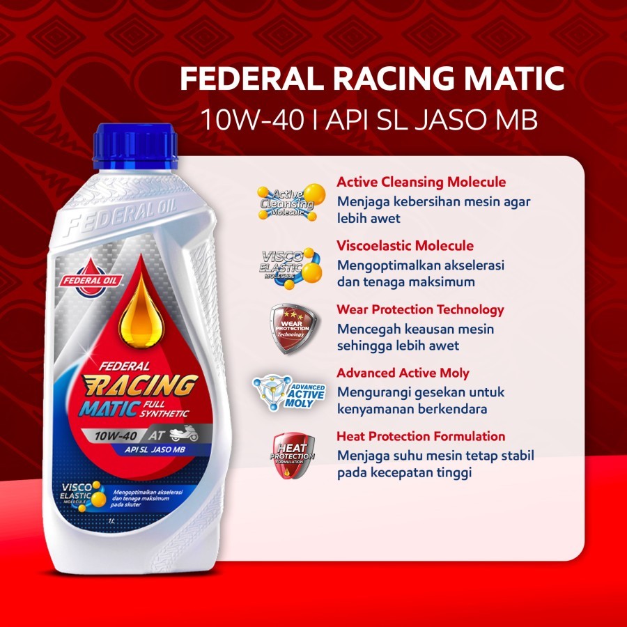 Jual FEDERAL RACING MATIC 10W-40 1L- Oli Motor Matic | Shopee Indonesia