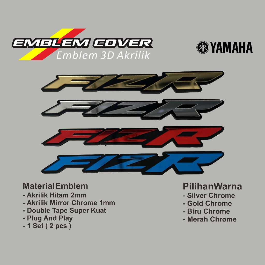 Jual stiker akrilik motor yamaha f1zr emblem 3d fizr sepasang emblem ...