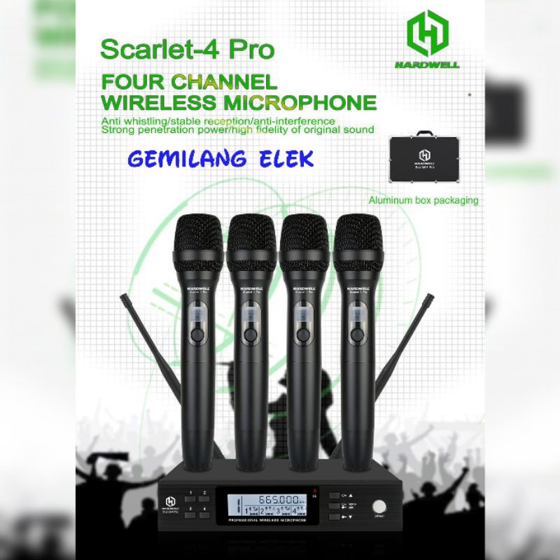Jual Mic Wireless HARDWELL SCARLET 4 PRO 4 MIC ORIGINAL GARANSI | Shopee Indonesia