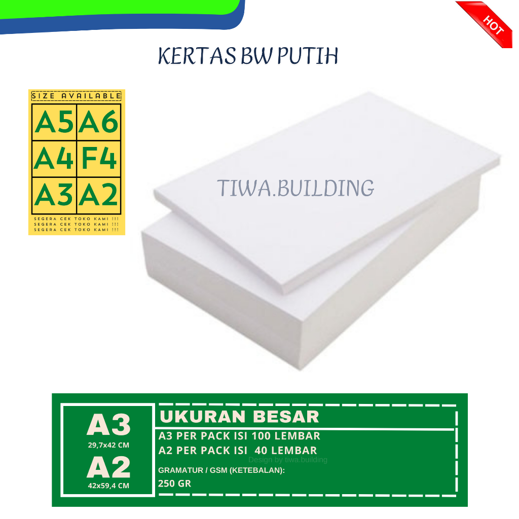 Jual KERTAS BLUES WHITE (BW) A3 PERPACK ISI 100 LEMBAR | Shopee Indonesia