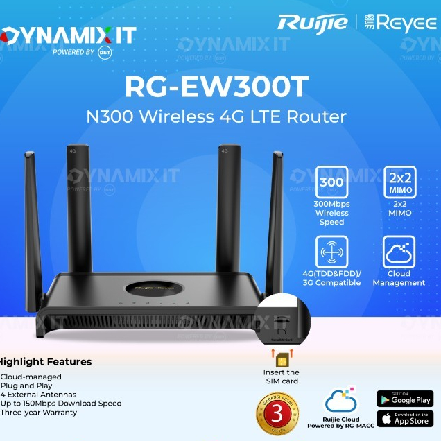 Jual Ruijie Reyee RG-EW300T N300 Wireless 4G LTE Router with micro SIM ...
