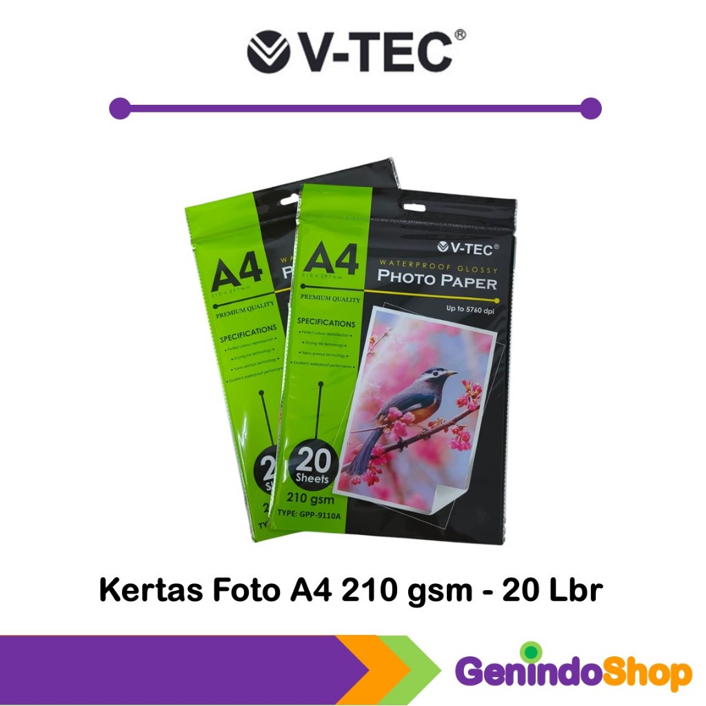 Jual Kertas Foto Glossy A4 / Glossy Photo Paper 210 gsm V-Tec | Shopee ...