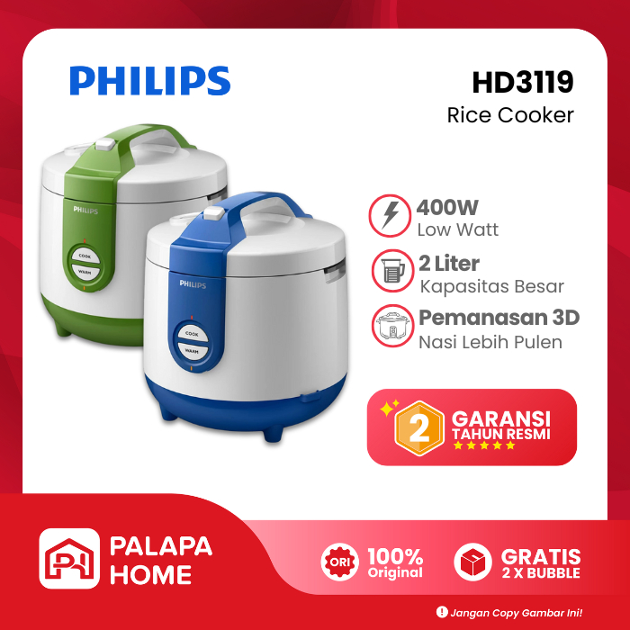 Jual Philips Rice Cooker HD 3119 / HD3119 Magic Com 2L Mejikom Penanak ...
