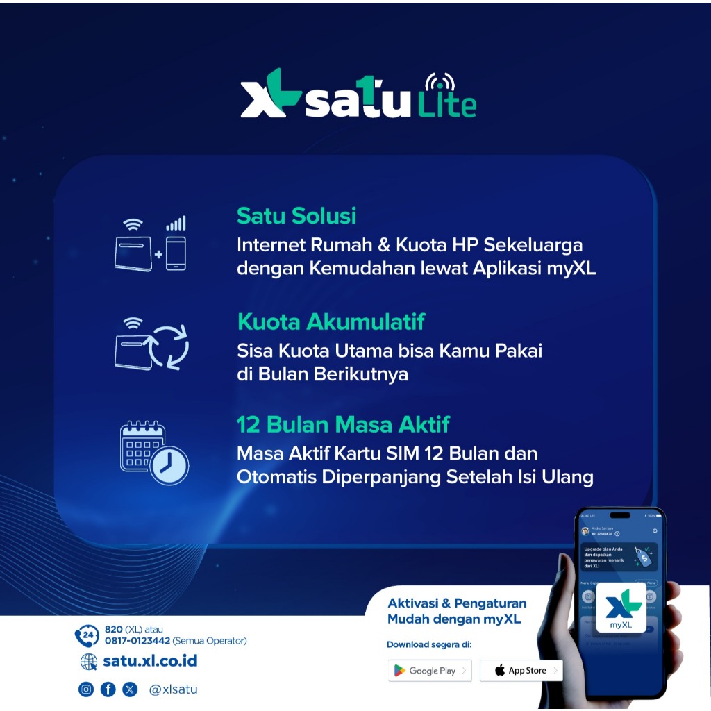 Jual XL SATU Lite Family - Total Kuota Hingga 104 GB (Internet Rumah ...