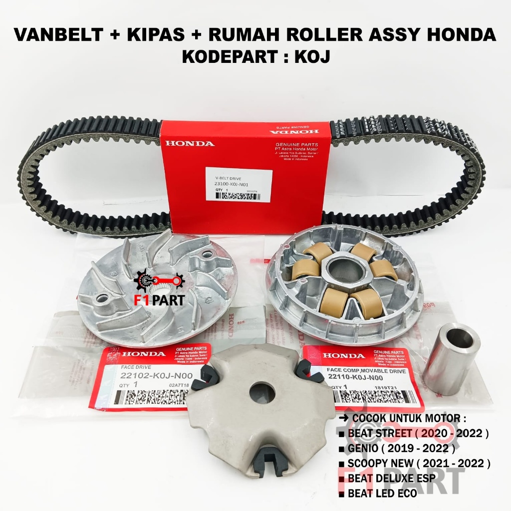 Jual Vanbelt + Kipas + Rumah Roller Assy KOJ Honda Beat Deluxe Beat Led Eco Genio Scoopy New ...