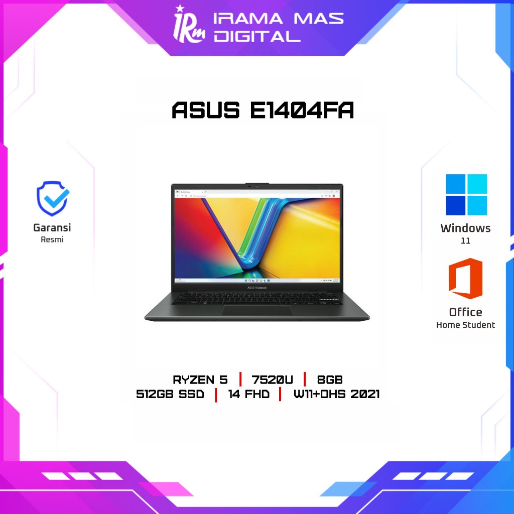 Jual ASUS E1404FA RYZEN 5 7520U/8GB/512GB SSD/14 FHD/W11+OHS 2021 ...