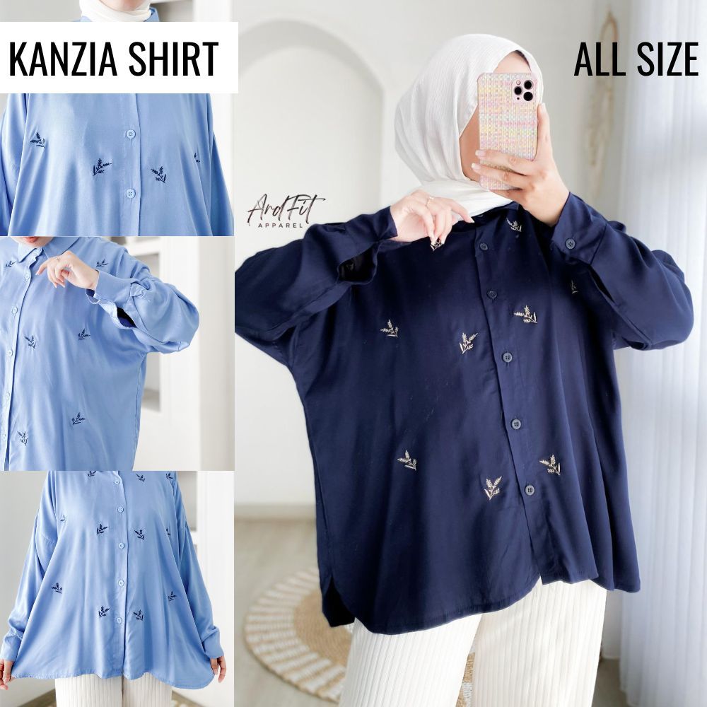Jual Kemeja Bordir Blouse Korean Style Wanita Kekinian | KANZIA SHIRT ...