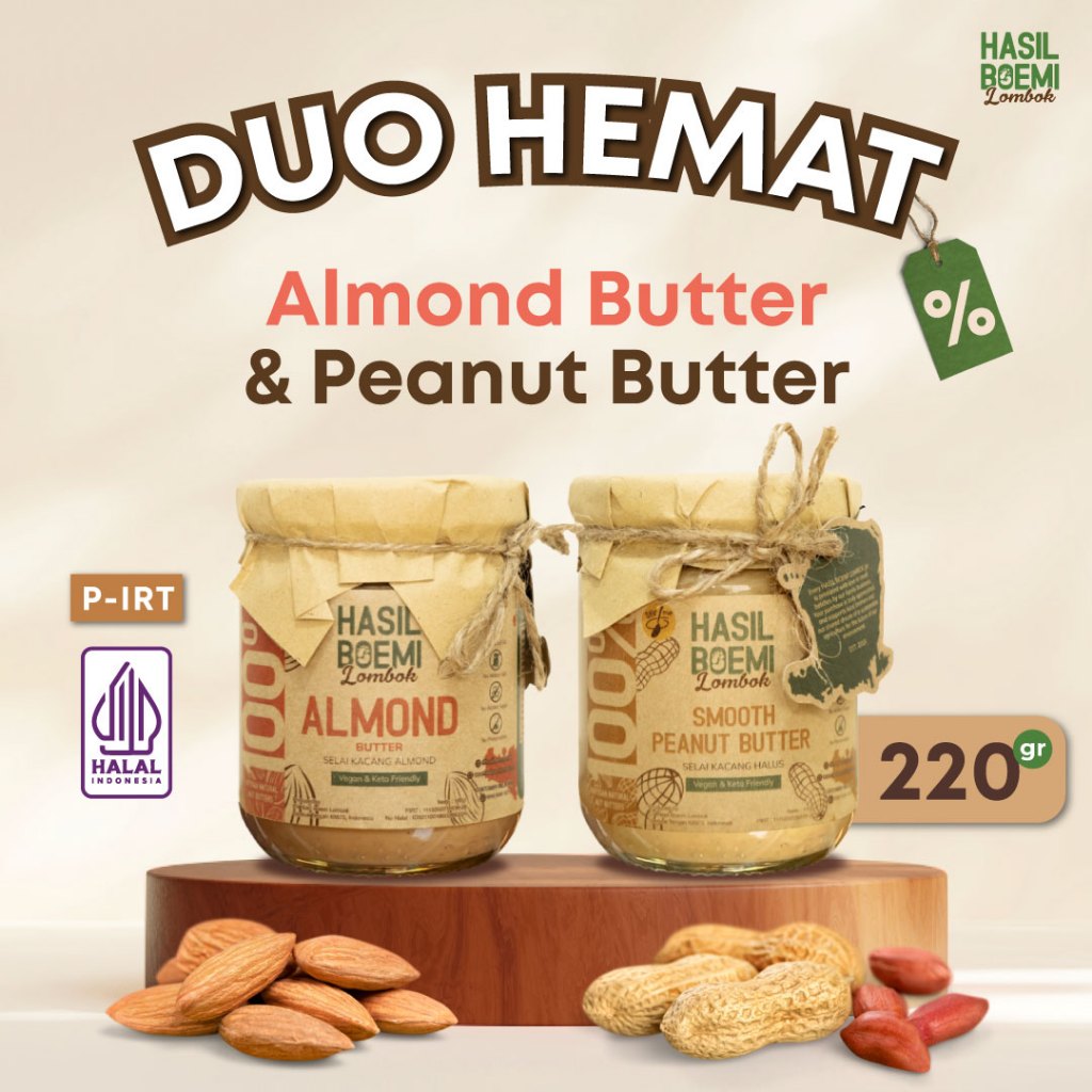 Jual DUO HEMAT 3 – Almond Butter (Selai Kacang Almond) & Peanut Butter ...