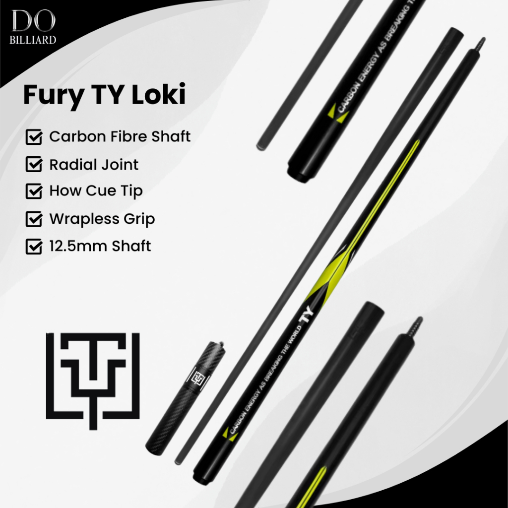 Jual Stick Billiard FURY TY LOKI Carbon Cue Low Deflection Shaft Stick ...