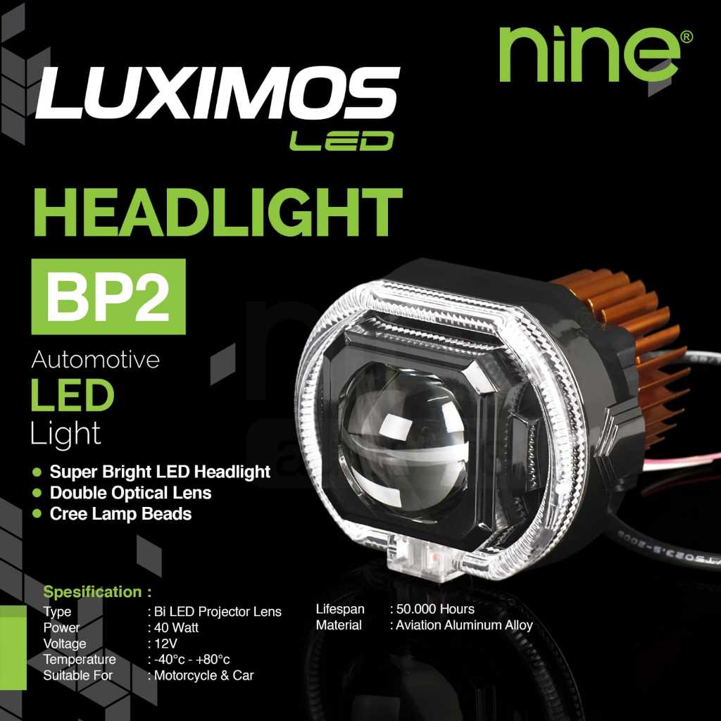 Jual LAMPU BI-LED BILED MOTOR PROJECTOR MOTOR 9NINE LUXIMOS BP2 40 WATT ...