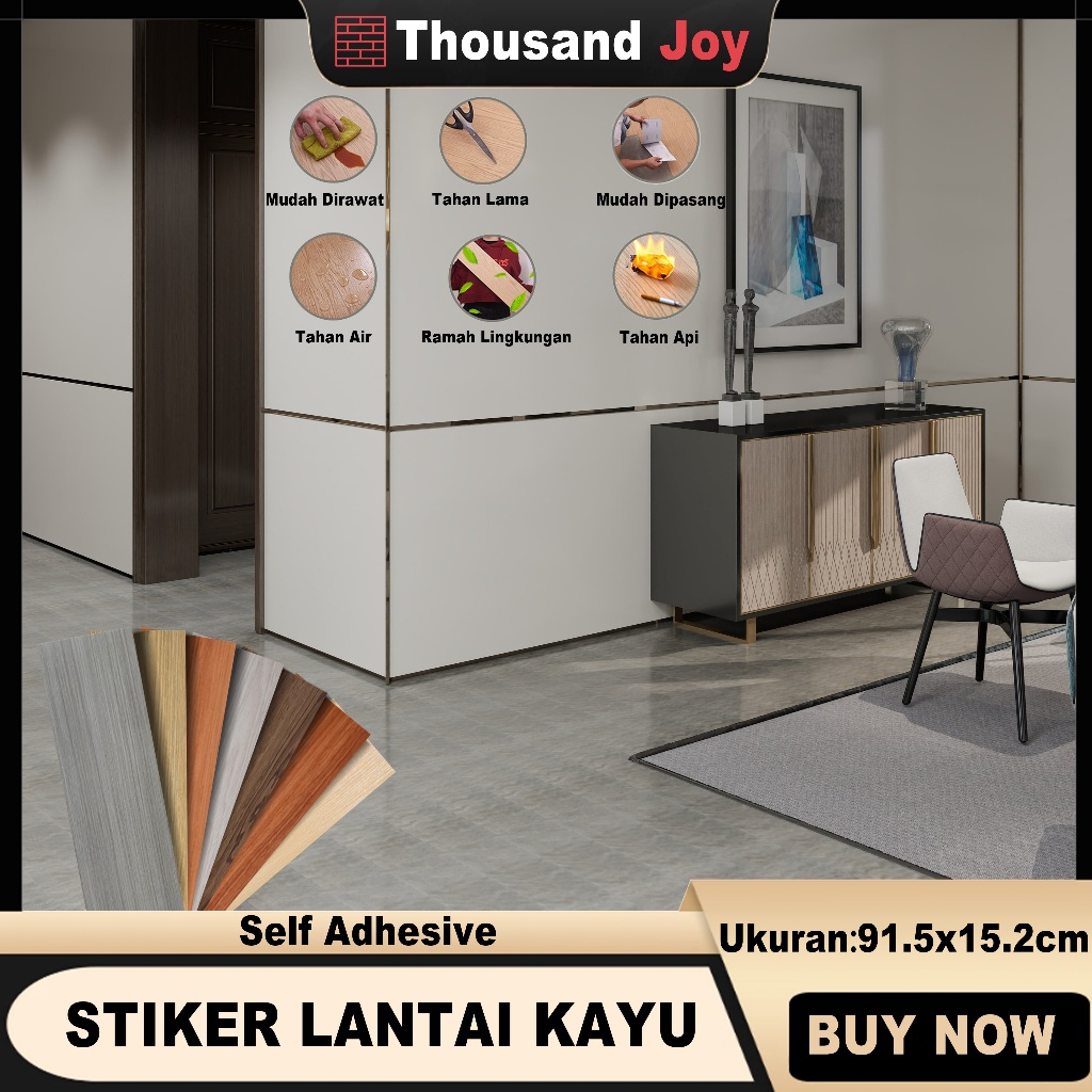 Jual [Thousand Joy] Floor Vinyl Lantai Stiker 91.5x15.2cm /Lantai kayu ...