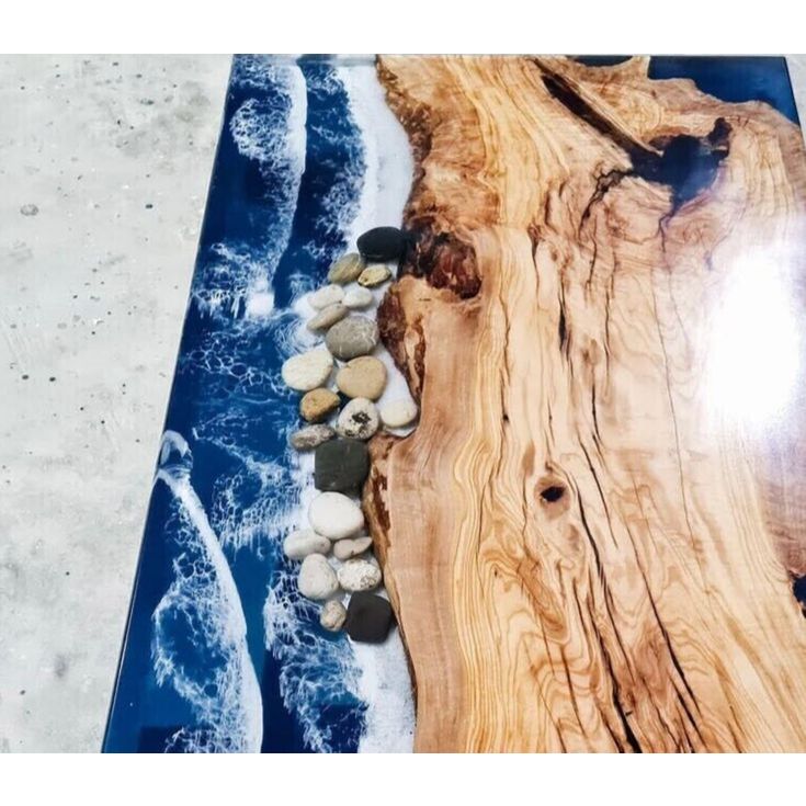 Jual meja resin minimalis/meja ruang tamu/meja kayu kombinasi resin ...