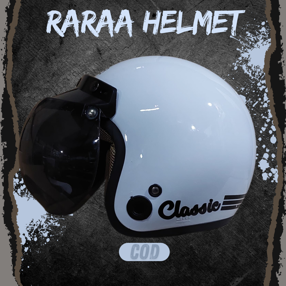 Jual Helm Bogo Wanita Pria Dewasa Retro Classic Kaca Datar Cembung Full ...