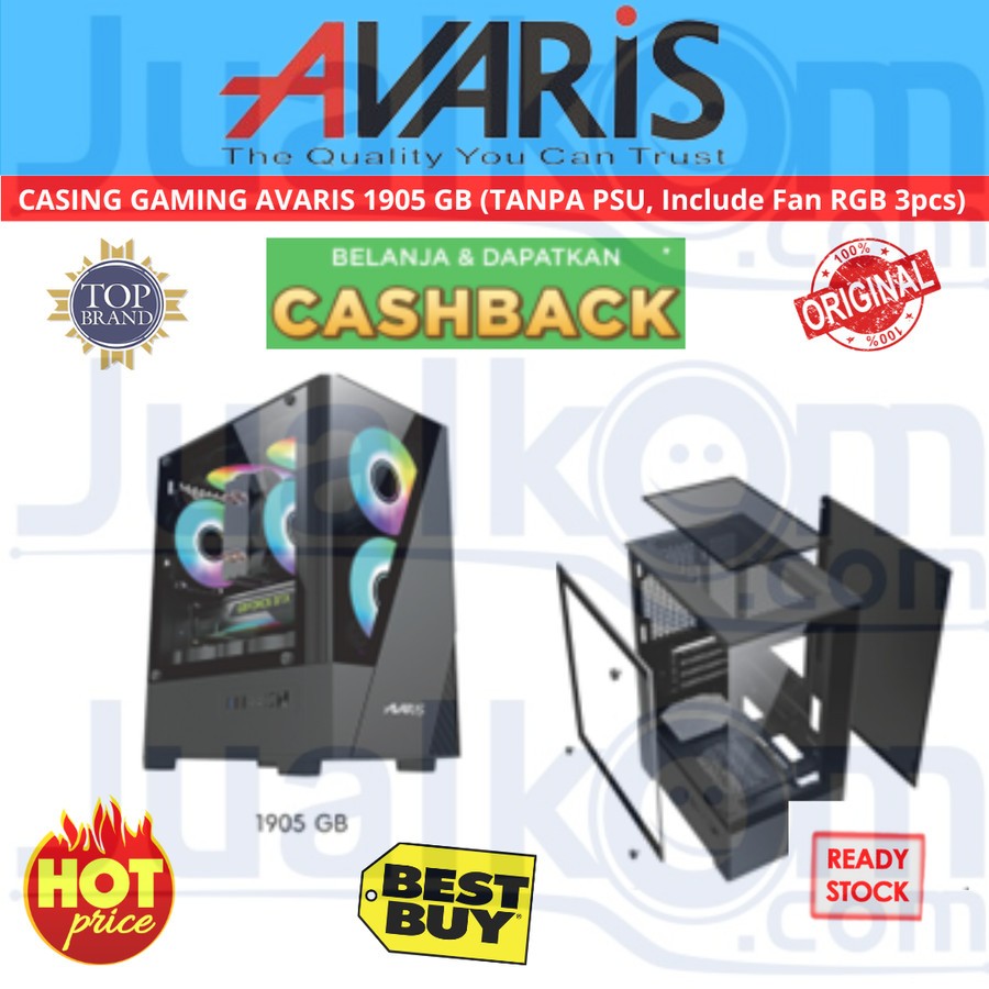 Jual NEW Casing PC Gaming Case AVARIS Free 3 Fan RGB RBU | Shopee Indonesia