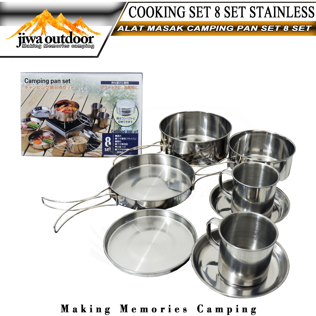 Jual cooking set 8 set camel camping pan set CW 301 alat masak outdoor ...