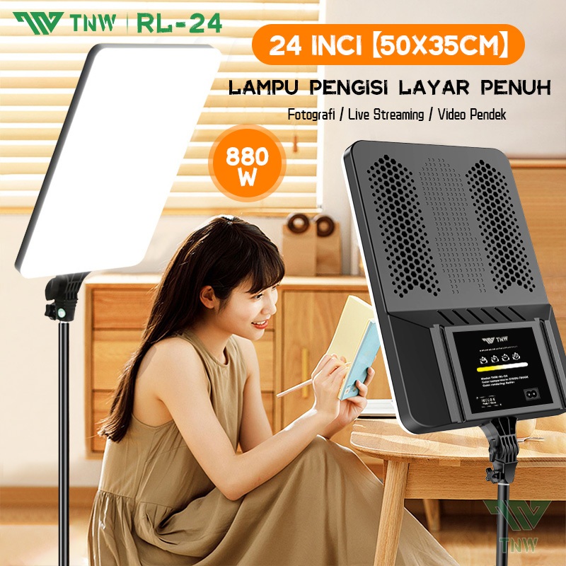 Jual TNW Lampu Fotografi 24" LED Video Light Lampu Studio Produk Paket ...
