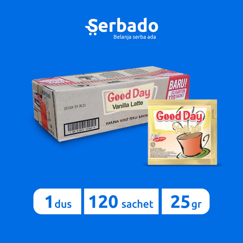 Jual Good Day Vanilla Latte Kemasan Sachet 20gr 1 Dus (Isi 120 Pcs ...