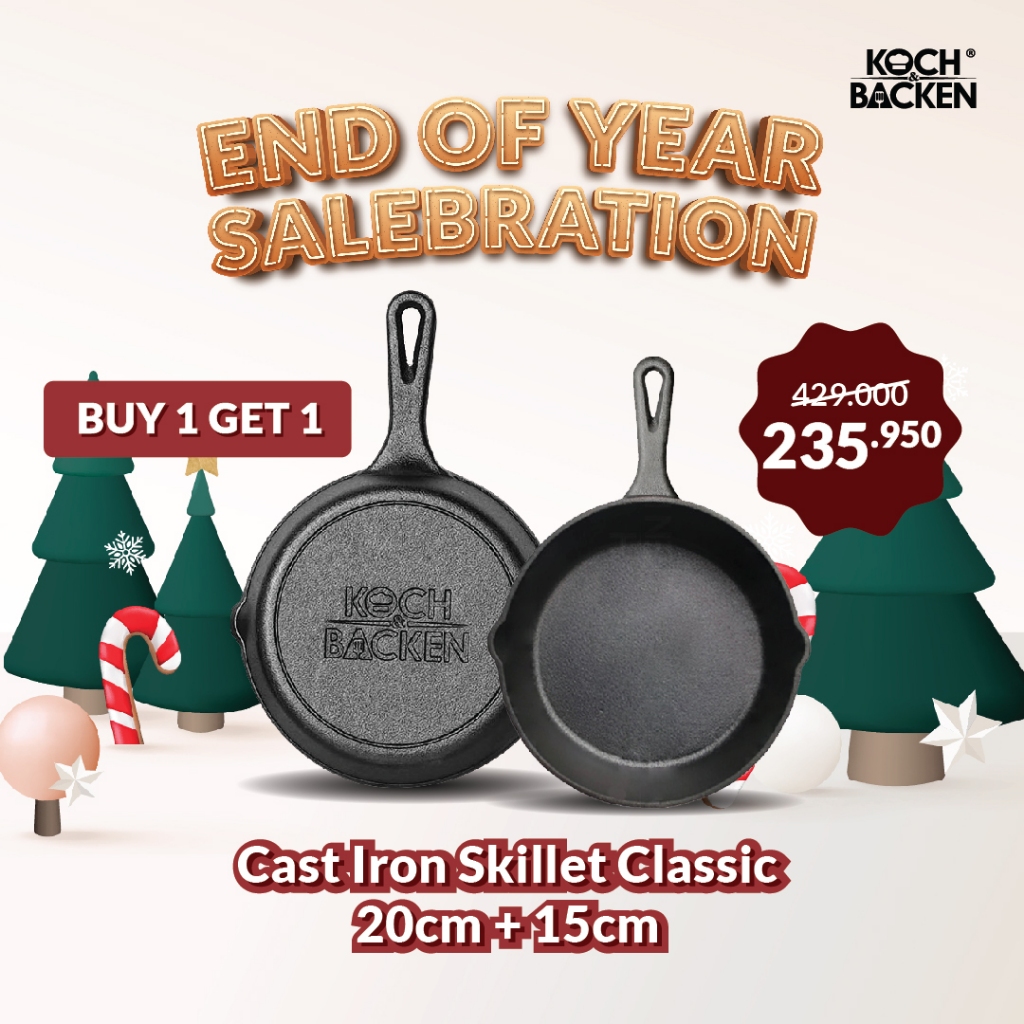 Jual KOCH&BACKEN Buy 1 Get 1 Cast Iron Skillet Classic 20cm + 15cm ...