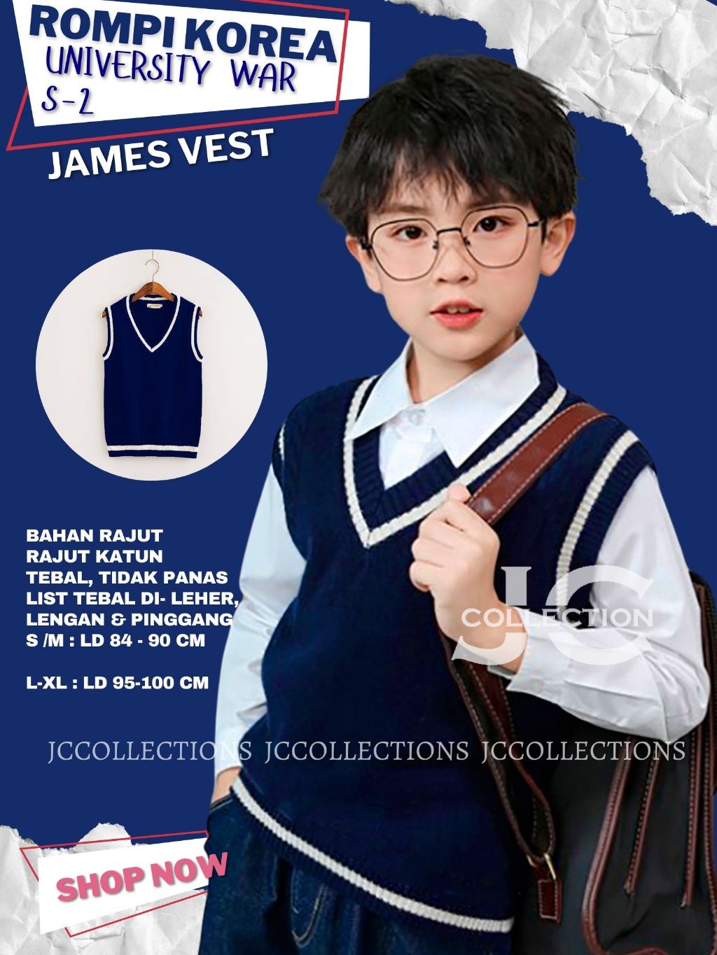 Jual Rompi Rajut Anak Sekolah Unisex List Korean Style James Kids Vest ...