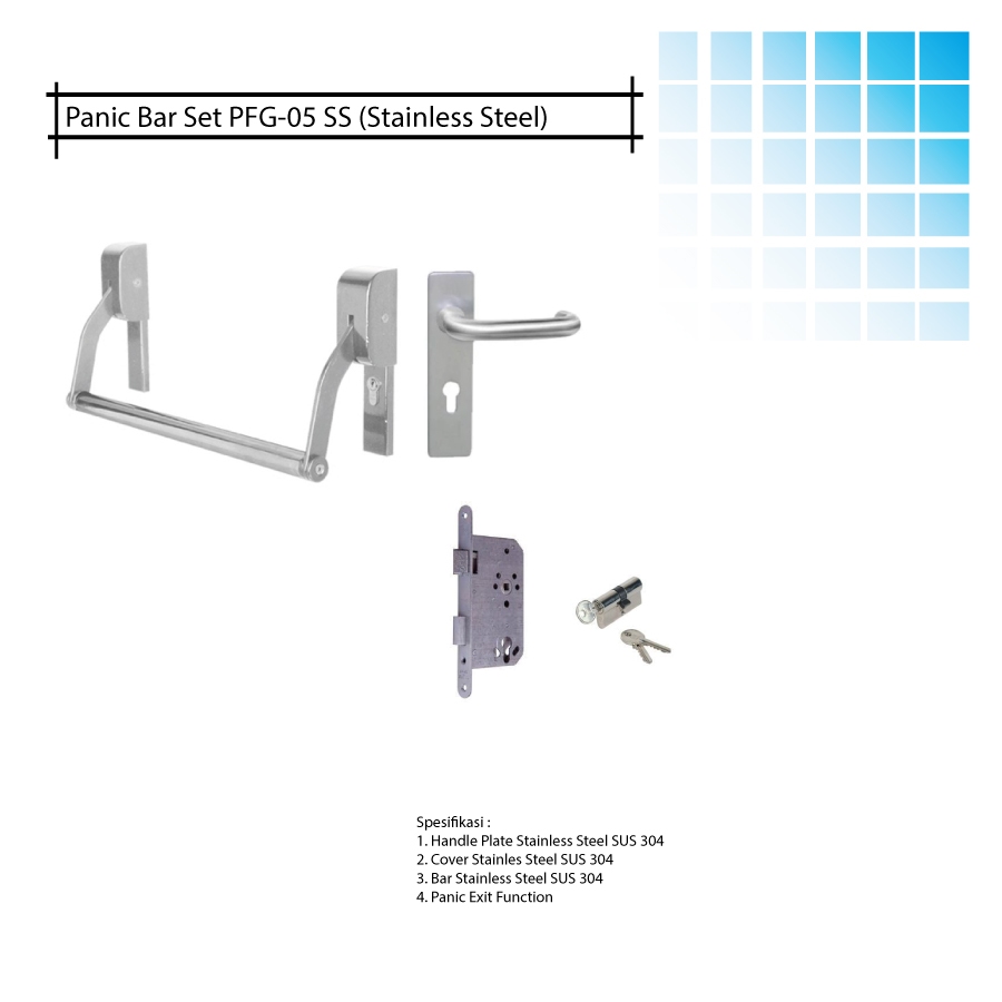 Jual Panic Bar Set PFG.05 SS | 2202.04 | 3301.70 | Panic Exit Device ...