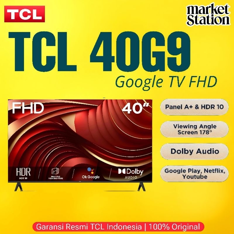 Jual Smart Android GOOGLE TV TCL 40 Inch FHD 40G9 Garansi Resmi (SESAMA ...