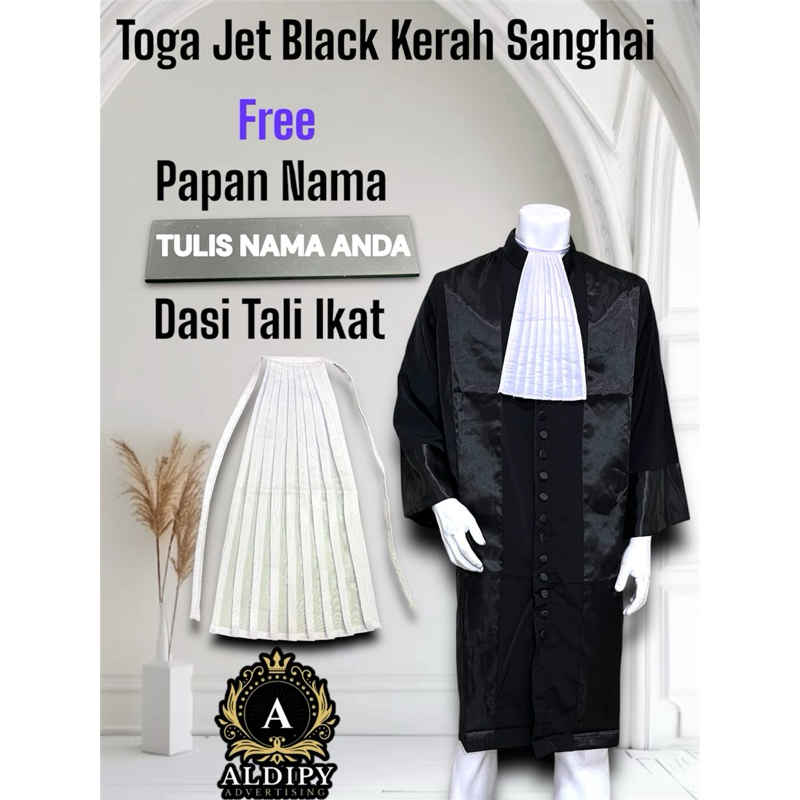 Jual Baju Toga Advokat Jaksa Hakim Bahan Jet Black Kerah Sanghai + Dasi ...