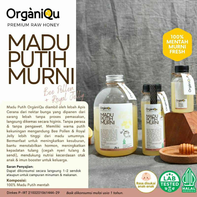 Jual ORGANIQU Madu Putih Murni Madu Mentah Hutan White Honey untuk ...