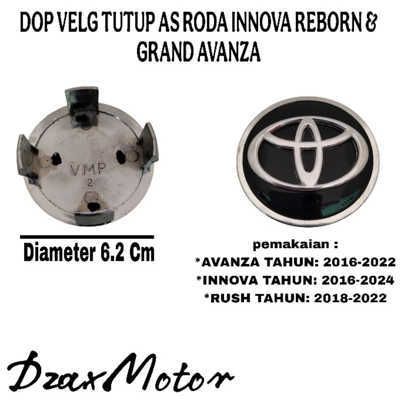 Jual DOP RODA TUTUP AS VELG TOYOTA BLACK CHROME INNOVA REBORN ZEENIX ...