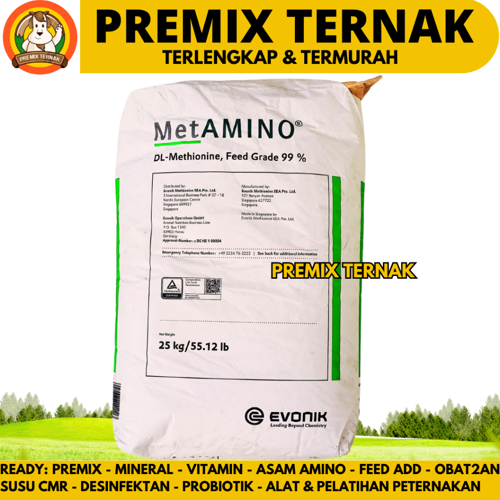 Jual METAMINO EVONIK - DL METHIONINE - Asam Amino Pemacu Pertumbuhan & Penggemuk Ayam Bebek Sapi ...