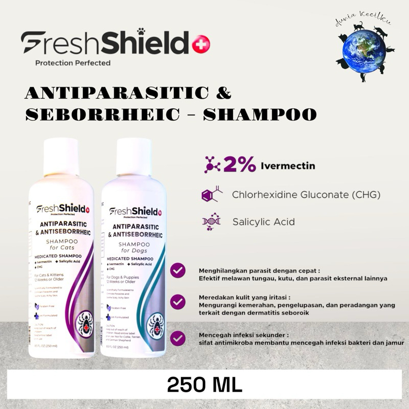 Jual Fresh Shield+ Shampo Anjing Kucing Anti-Parasit, Anti-Seborrheic ...