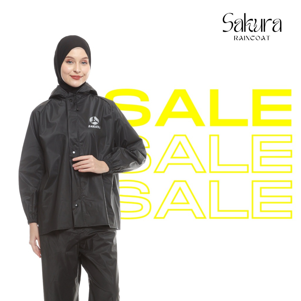 Jual Jas hujan SAKURA Pria dan Wanita Raincoat Bahan PVC 0,25 Tebal anti rembes | Shopee Indonesia