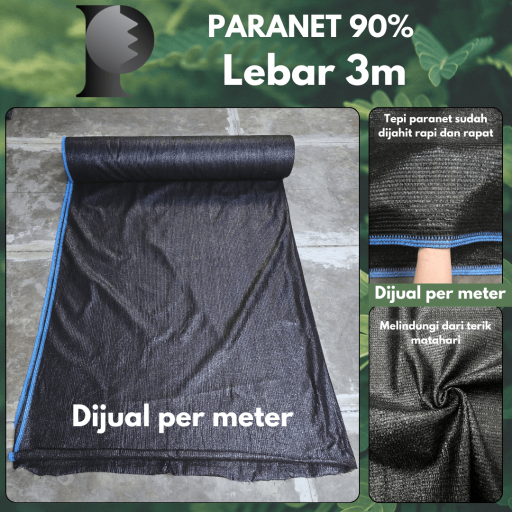 Jual Paranet 90% Lebar 3 meter (GRADE A Rajut V) / Jaring Hitam Peneduh ...
