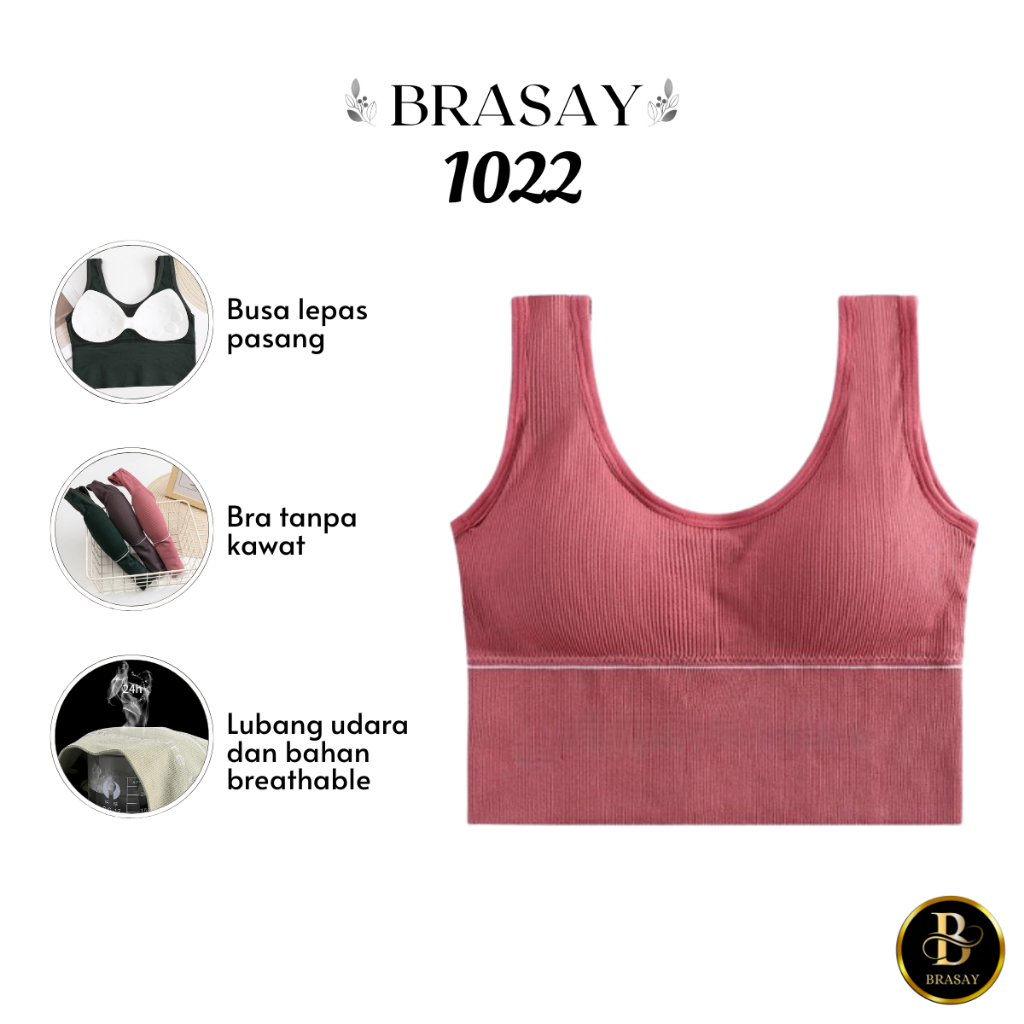 Jual Brasay Sport Bra Gym Olahraga Push Up Wanita Tanpa Kawat 1022 | Shopee Indonesia